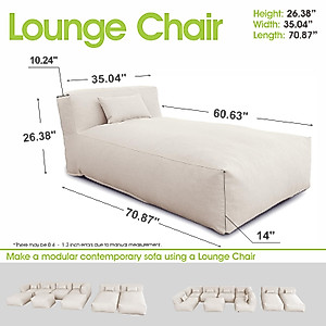 OPEAK Patio Furniture Set Bean Bag Chaise Lounge Chair Patio Daybed Furniture Outdoor Sofa Couch Pool Lounge Chairs High Density Foam Filling Modern Comfy Patio Couch (Light Beige)