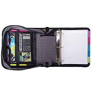 Case-it The King Sized Zip Tab Zipper Binder - 4 Inch D-Rings - 5 Subject File Folder - Multiple Pockets - 800 Sheet Capacity - Comes with Shoulder Strap - Red D-186