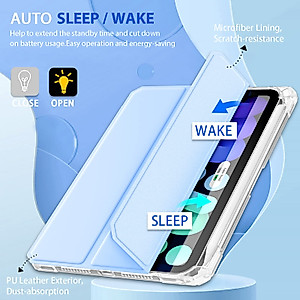 Hoidokly Slim Case for iPad Mini 6 2021 (8.3 Inch) - [Built-in Pencil Holder] Shockproof Cover Clear Transparent Back Shell, Auto Wake/Sleep for iPad Mini 6th Generation, Yellow