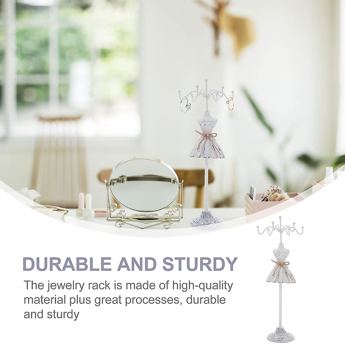 NUOBESTY Mannequin Jewelry Stand Makeup Containers Necklace Display Stand Desktop Jewelry Rack Necklace Display Rack Choker Necklaces for Princess Doll Earring Hoop Miss Resin Unique