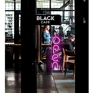 Open Signs for Business,LED Neon Open Sign,16x6 inch Lighted Sign for Restaurants Offices Retail Shops Window Storefronts,12V/1A Power Supply,with ON/OFF Switch (Vertical Rose Red)