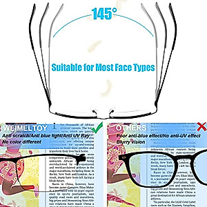 WEIMELTOY 3 Pack Blue Light Blocking Reading Glasses for Men, Stylish Half Frame Metal Computer Readers, Lightweight Spring Hinge Eyeglasses Anti Eyestrain/Glare/UV (Mix Color, Black+Grey+Brown, 1.25)