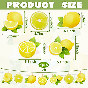 4 Pcs Lemon Banner Citrus Lemonade Party Sign Lemon Party Decorations Yellow Lime Birthday Decorations for Boy Girl Baby Kids DIY First Bday Bridal Kitchen Shower Theme Decor