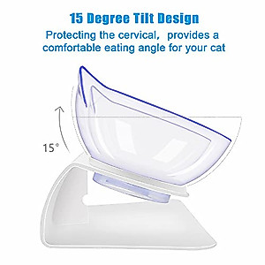 UPSKY Cat Bowls Elevated Cat Food Water Bowls Set, 15° Tilted Raised Cat Bowls, Anti Vomiting Cat Dish Pet Feeder Bowls with Stand for Indoor Cats and Small Dogs