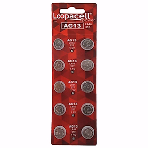 LOOPACELL AG13 LR44 L1154 357 76A A76 Button Cell Battery 10 Pack