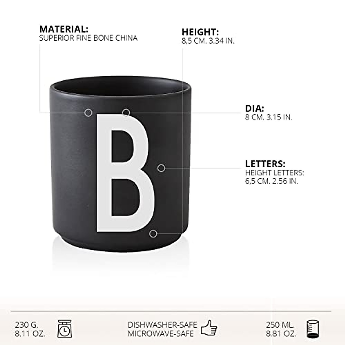 Design Letters Coffee Mug Initial A-Z | Monogram Coffee Mug for Men, Women 11 Oz | Porcelain Mugs Gifts for Women Wife Mom Friends | Thank You Gift for Daughter, Coworkers| Novelty Tea Cup, Black Mug