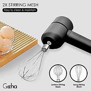 GOCHA Gadgets, Baking Mixer, Mini Whisk, Hand Whisk, Handheld Mixer, Wire-less Small Hand Mixer for Eggs, Soups, Cream, Batters - 3 Speed Variations - Rechargeable (Black)