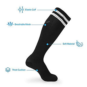 Aoneky Big Kids age 8+ and Youth Long Soccer Socks (Black)