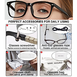 MARE AZZURO Blue Light Blocking Reading Glasses Women Computer Readers 0 1.0 1.25 1.5 1.75 2.0 2.25 2.5 2.75 3.0 3.5 4.0 5.0 6.0 (Black, 1.75)