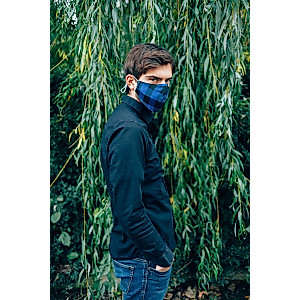 Hope Love Shine Checkered Face Masks w/Adjustable Ear Loops & Filter Pocket - Reusable, Washable Cloth Fabric Face Masks for Women, Men, Adult (Solid Black, Buffalo Plaid Red, Navy, White - 4 Pack)