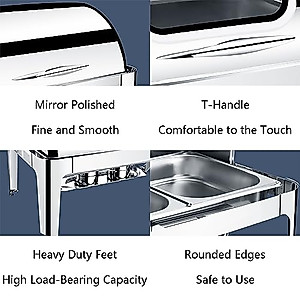 ASSYA Food Warmer Flip-Top Dishes Buffet Servers Chafing Dishes Electric Buffet Server Two Heating Methods Electric/Alcohol with Visual Window Capacity 9L,Electric,A
