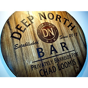 Set of 2 Personalized Barstool Replacement Seat, Personalized Bar Stools Tops, Vintage Heavy Duty Stool Seat, Custom Artwork Painted on Rustic Wood Inspired by Whiskey and Wine Barrels