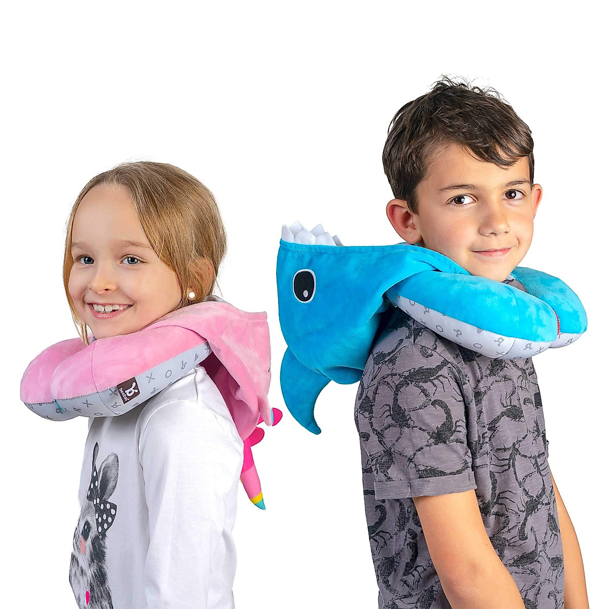 BENBAT Hooded Travel Pillow Neck Support – Soft, Polyester Total Car Seat Head Support for Children 4+ with Magnetic Closure and Ponytail Hole – Machine-Washable Travel Essentials (Unicorn)