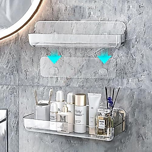 Jokvaex Shower Caddy, 2 Pack Shower Organizer with Adhesive, No Drilling Required, Large Capacity, Plastic Shower Caddy Shelf, Hanging Clear Shower Caddy Organizer for Bathroom, Kitchen