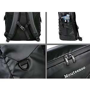 Mouteenoo Travel Backpack with Shoes Compartment for Gym Sports Hiking Water-Resistant Backpack for Men and Women (Black)