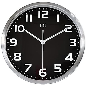 HITO 12” Night Light Wall Clock Glow in The Dark for Bedroom Silent Wall Clock Battery Operated for Living Room Decor, Brightness Adjustable, Metal Frame, Glass Cover(Hands + Numbers Illuminate)