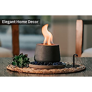 Kante Concrete Tabletop Fire Pit with 7.2" Light Gray Base, Ethanol Fire Pit for Indoor&Outdoor, Portable Rubbing Alcohol Tabletop Fire Bowl, Mini Fireplaces for Smores Maker (Round)