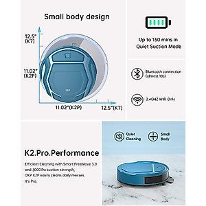 OKP Robotic Vacuum Cleaner, WiFi/App/Alexa, Robot Vacuum Cleaner with Schedule, Accurate Obstacle Crossing, Self-Charging, Slim Design, Quiet, Perfect for Hard Floors, Pet Hair, Carpets