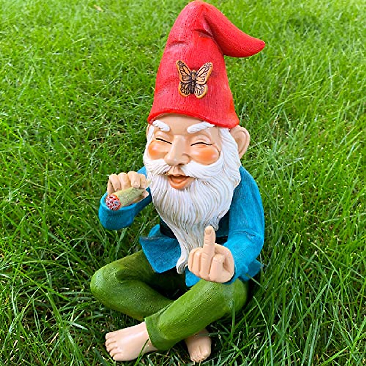 Mood Lab Garden Gnome - Relaxed Gnome - 9.6 Inch Tall Statue Lawn Garden Figurine - for Outdoor or House Decor