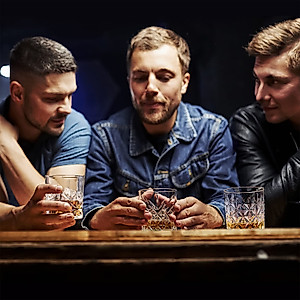 CREATIVELAND Double Old Fashioned Glasses Set of 4 Vintage Crystal Clarity Vintage Whiskey 11.83oz | 350ml Gifts for Dad for Scotch, Cocktail, Rocks, Bourbon, Home Bar Whiskey Glass Set