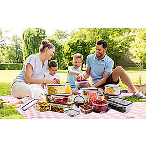 52 Pcs Food Storage Containers with Lids-(26 Stackable Clear Plastic Containers with 26 Lids) BPA-Free 100% Airtight Kitchen and Pantry Organization, Microwave, Dishwasher Safe with Labels & Marker