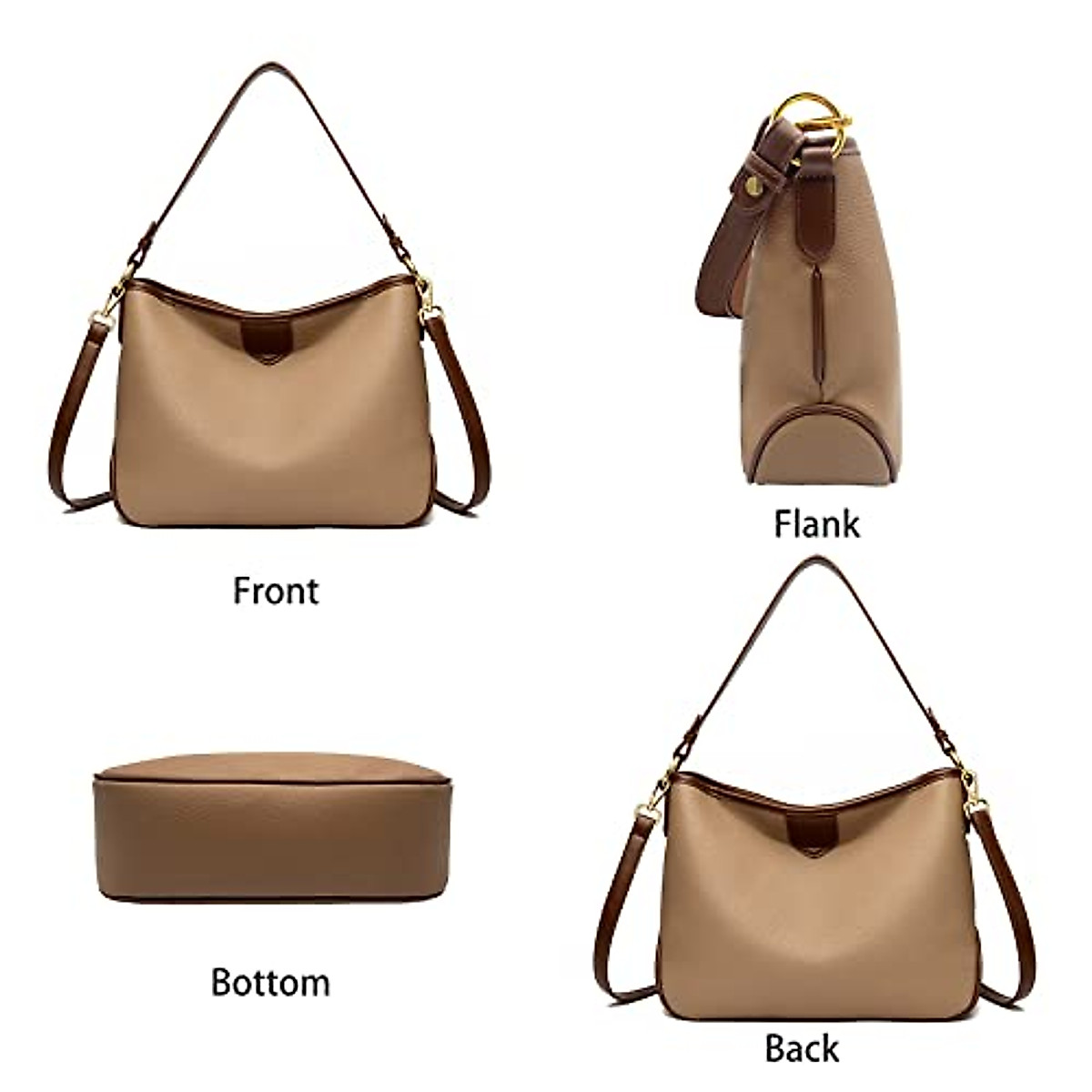 TarsaMult Hobo Bags for Women Soft Faux Leather Shoulder Crossbody Ladies Purses and Handbags Fashion Large Bucket Tote Bag(6157 Khaki)