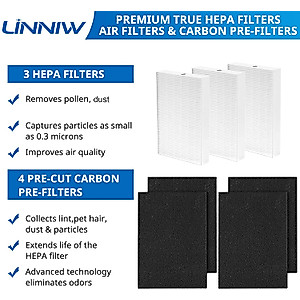 HPA300 HEPA Filter R for Honeywell HPA300 Replacement Filters - 3 HPA300 Filters & 4 Pre-Cut Pre-Filters Compatible with Honeywell Filters R and HRF-R3, HRF-R2, HRF-R1, HRF-AP1