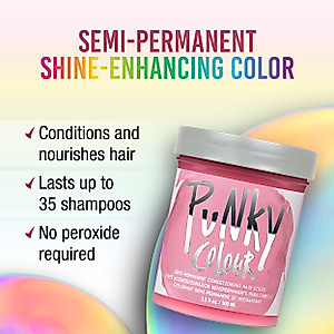 Punky Cotton Candy Semi Permanent Conditioning Hair Color, Vegan, PPD and Paraben Free, lasts up to 35 washes, 3.5oz