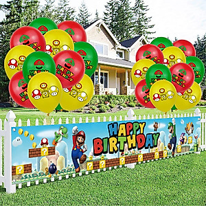 Mario Party Banner Mario Balloons Video Game Theme Party Decoration for Mario Birthday Party Supplies Mario Party Yard Decorations