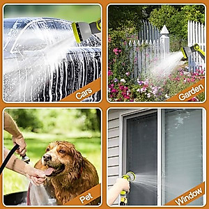 Gpeng 50FT Expandable Garden Hose, Lightweigh Flexible Water Hose with 10-Pattern Spray Nozzle (Black)