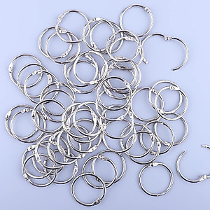 AKONEGE 0.75 Inch Loose Leaf Binder Rings, Small Office Book Rings, Nickel Plated Steel Binder Rings, Keychain Key Rings, Metal Book Rings, Silver, for School, Home, Office (50-Pack)