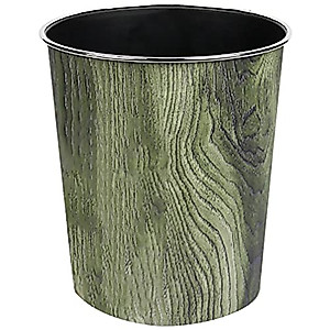NUOBESTY Trash Can Plastic Garbage Can Retro Wood Pattern Round Wastebasket Trash Bin Waste Container for Home Kitchen Bathroom Office Random Color