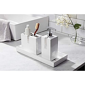 Roselli Trading Company Houston Street Bath Accessory Set, White/Stainless Steel Trim