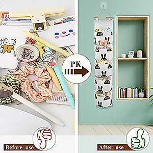 DSVENROLY 3Pcs Hanging Storage Bag with 5 Pockets, Premium Cotton＆Fabric Over The Door Hanging Organizer Waterproof Wall Door Closet Hanging Shelve for Bedroom, Washroom, Living Room