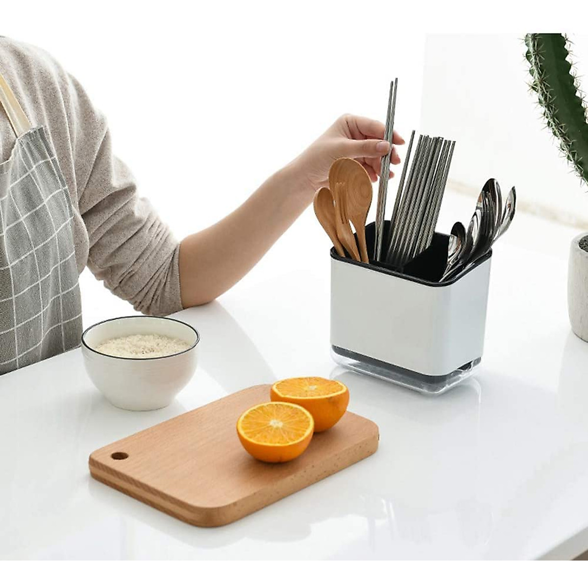 Shuoxpy Flatware Storage Organizer, Plastic Utensil Holder With 3 Compartment And Cutlery Tray Drainer, Tableware Caddy for Kitchen Table, Cabinet, Pantry - Holds Forks, Knives, Spoons