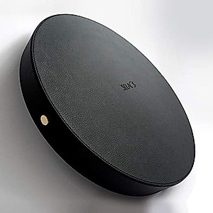 Selaos Decorative Round Serving Tray - Black and Gold Tray | Decorative Trays for Coffee Table | Serving Tray for Ottoman | Black Serving Tray | Ottoman Tray for Living Room | Serving Tray Round