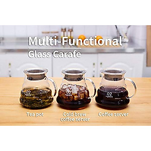 Ingeware Glass Coffee Carafe, 600ml Pour Over Glass Coffee Server Coffee Pot Maker Clear Pour Over Carafe 20oz Capacity