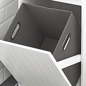 SoBuy Laundry Hamper Cabinet with Basket and 1 Drawer, Tilt-Out Laundry Hamper, Bathroom Storage Cabinet Unit with Drawer, White BZR110-W