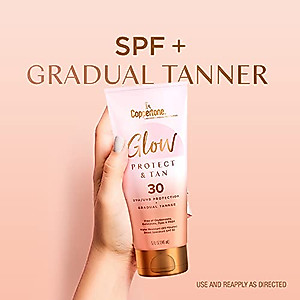 Coppertone Glow Protect and Tan Sunscreen Lotion with Gradual Self Tanner, Water Resistant Sunscreen SPF 30, Broad Spectrum SPF 30 Sunscreen, 5 Fl Oz Tube