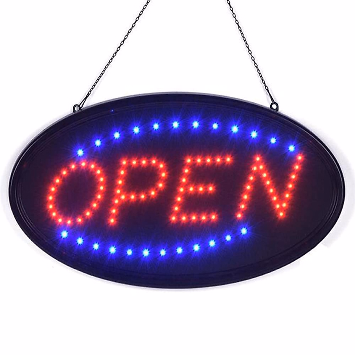 KEBE LED Open Sign, Bright High Visibility Advertisement Board Electric Display Sign Flashing Light for Business Walls Window Shop Bar Hotel, Two Modes, 19"x10"