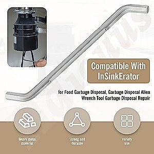 Garbage Disposal Wrench, Garbage Disposal Allen Wrench Tool Compatible with InSinkErator Garbage Disposal Used To Un-Jam/Food Garbage Disposal, Garbage Disposal Repair, Silver