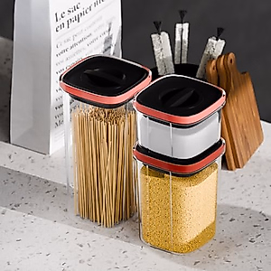 ShanSon 3Pcs Airtight Food Storage Containers BPA Free Plastic Food Containers with Lids for Kitchen Pantry Organization Canisters Cereal, Rice, Pasta, Flour and Sugar Containers,Black