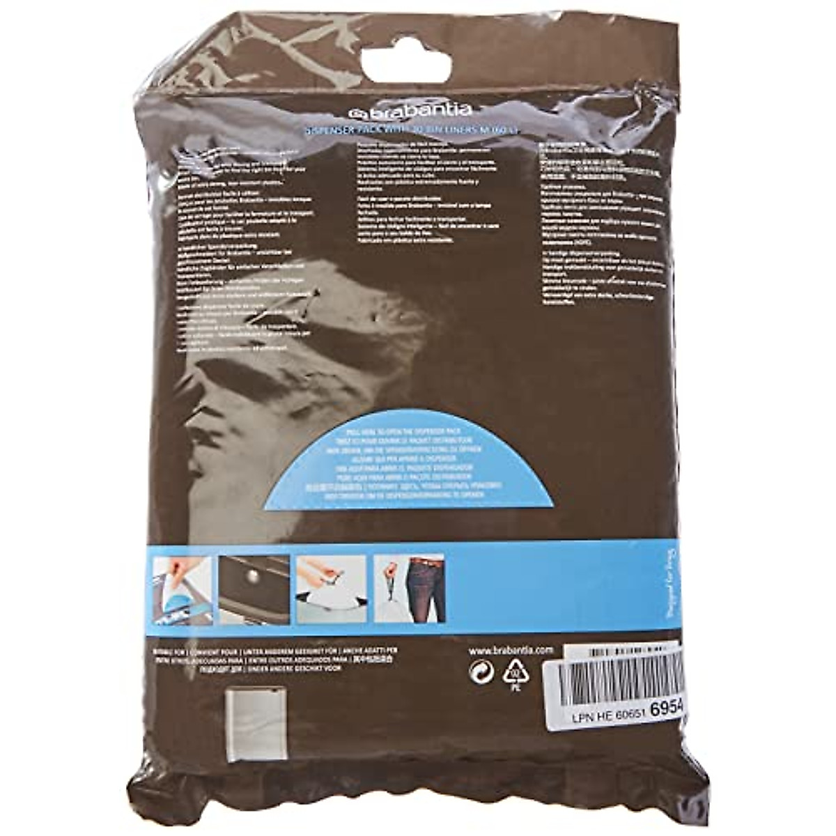 Brabantia PerfectFit Bin Liners, 60 Litre/Size M, White