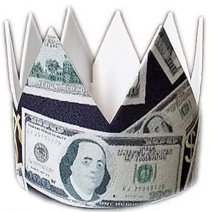 YiiiGoood Money Theme Decoration KIT Bill Dollar Signs Birthday Banner & Cupcake Toppers & Crown Set for Birthday Casino Wedding Showers Retirement Anniversary Graduations Party