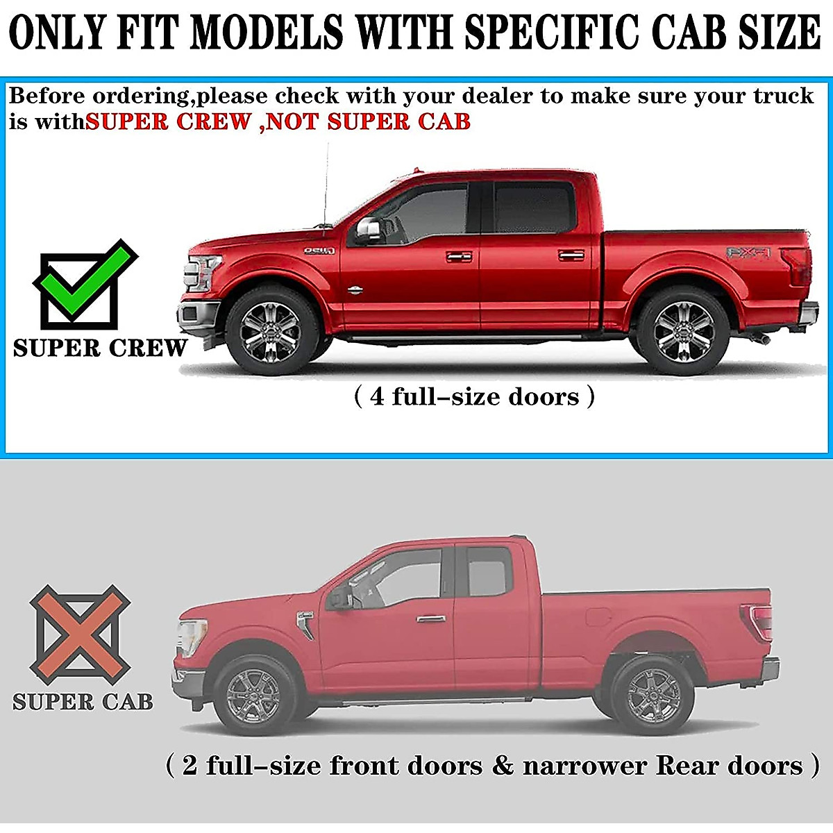 COMNOVA Pair Running Board Nerf Bar for 15-24 Ford F150 Crew Cab(4 Full Size Doors) Side Steps,Width 6 Inches V Style (15-20 Ford F150 Superduty Crew Cab)