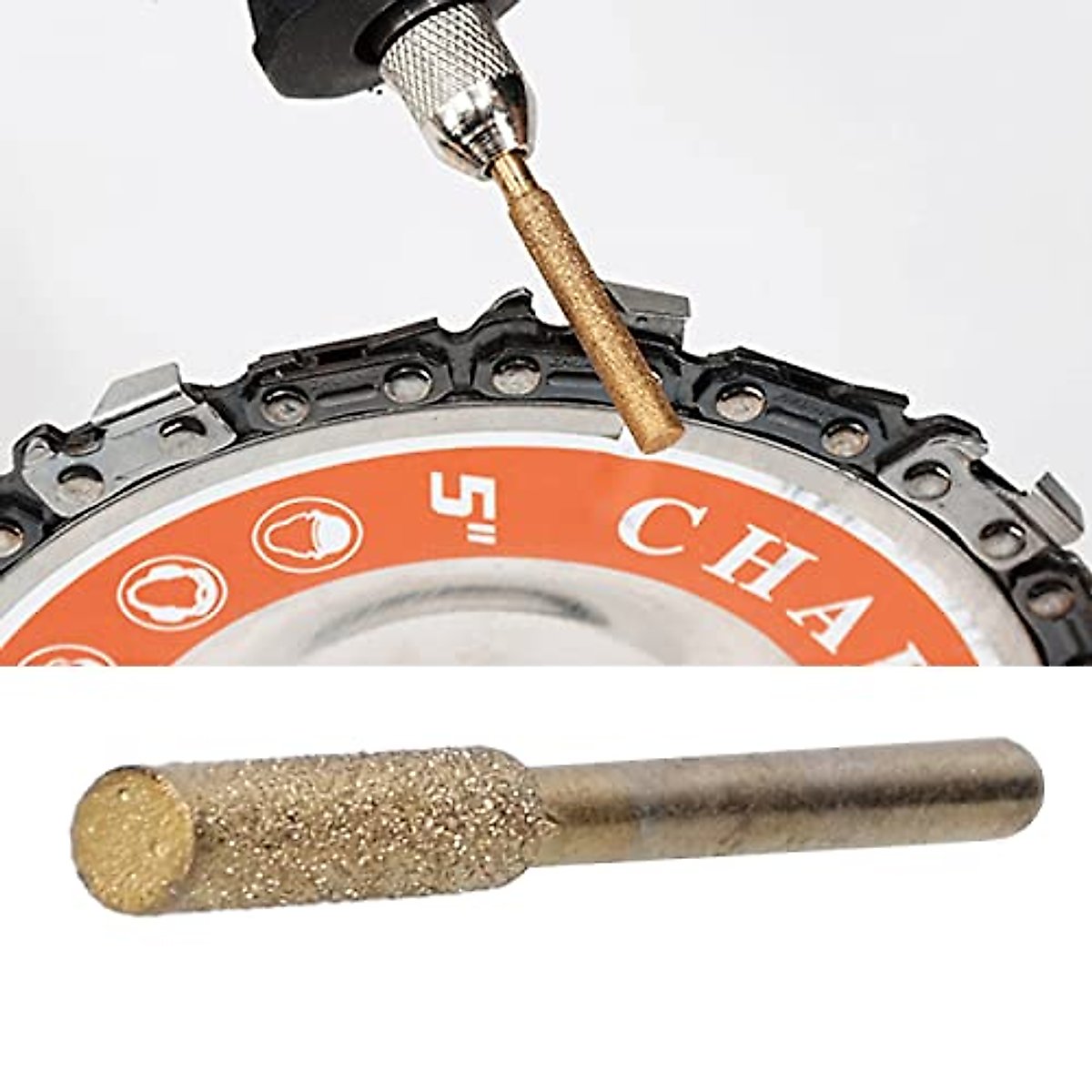 20 Pcs Chain Saw Grinding Head, Easy to Change, Chainsaw Sharpener Burr Grinding Head, Rotating File Sharpening Tool Set Kit, Chainsaw Grinding File(Gold3)