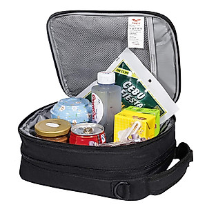 MIER Insulated Lunch Box 2 Compartment Lunch Bag and Expandable Lunch Pack for Men, Women, Black