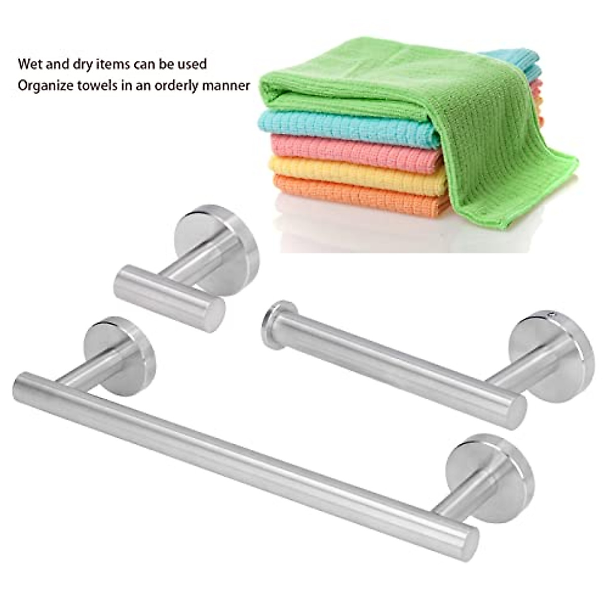 Punch-Free Towel Rack,Otufan Stainless Steel Hangable Towel Rod Free Punch Storage Single Rod Cabinet Bathroom Hanger Suitable for Bathroom Kitchen(#1)
