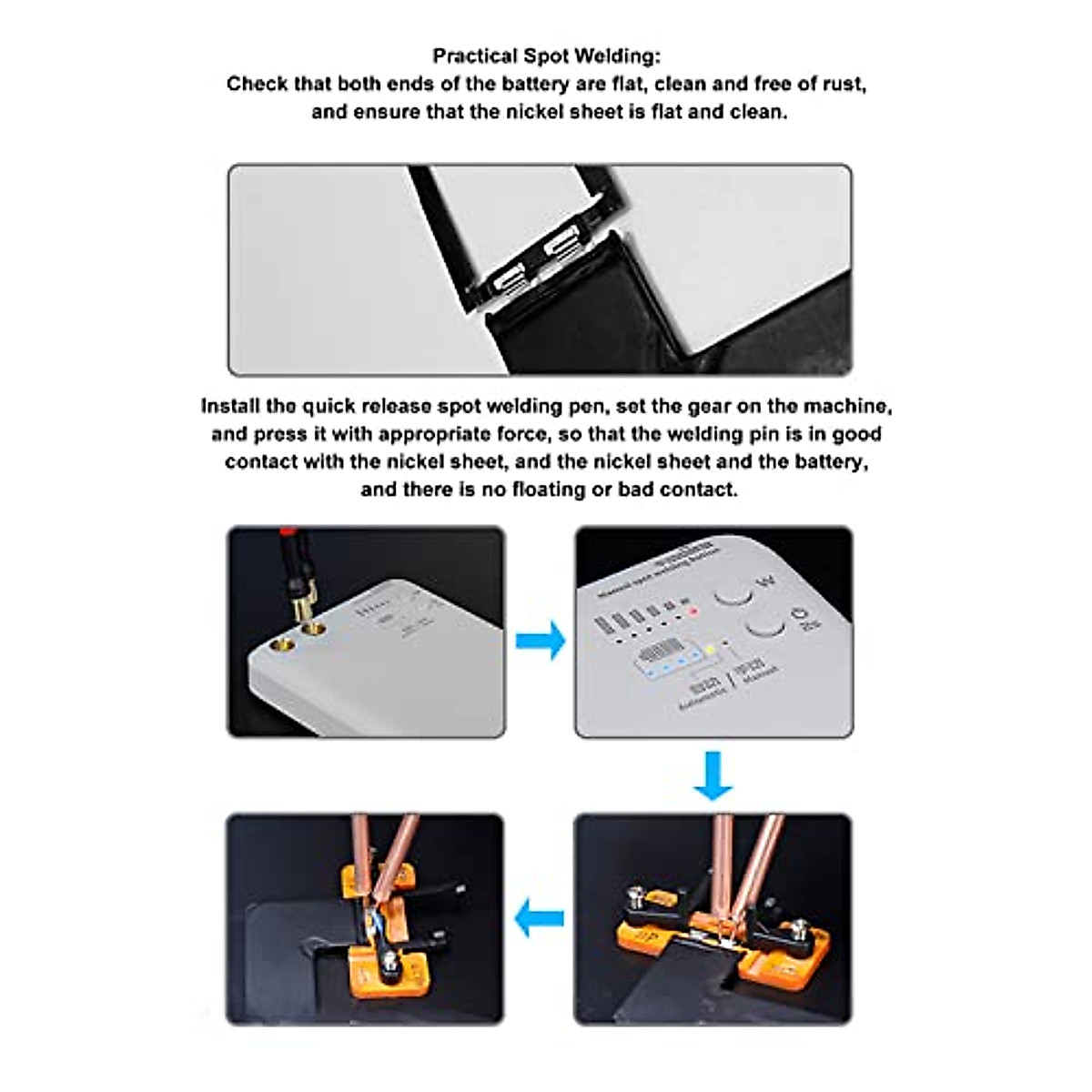 Uxsiya Mini Spot Welder Machine, Accurate LCD Screen Time Saving Portable Spot Welding Machine 6 Level Output for Batteries