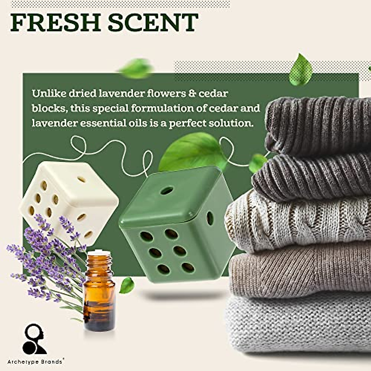 Moth Dice – Dried Lavender & Cedar Blocks Alternative – Clothes Drawer and Linen Closet Freshener – Cedarwood and Lavender Essential Oils